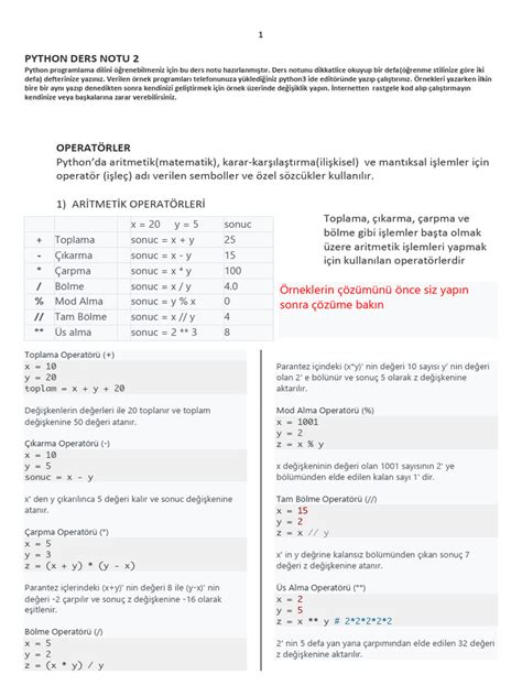Python Ders Notu2 Pdf