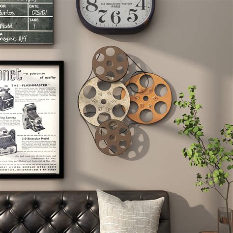 Williston Forge Metal Vintage Movie Reel Film Home Multi Colored Wall
