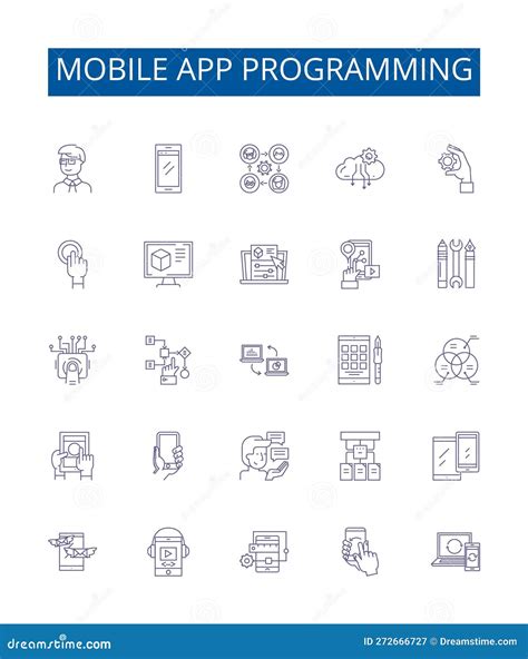 Mobile App Programming Line Icons Signs Set Design Collection Of Programming Mobile Apps