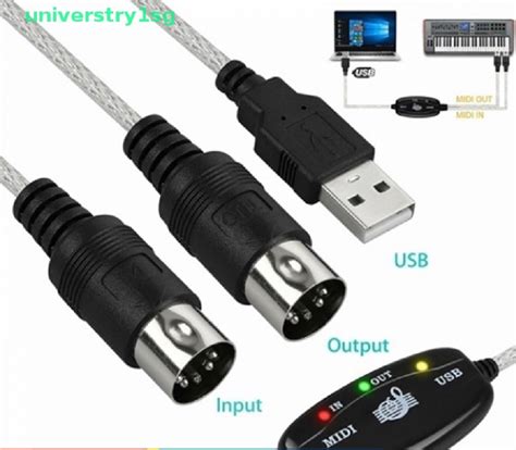 Usb In Out Midi Cable Converter Pc To Music Keyboard Adapter Cord