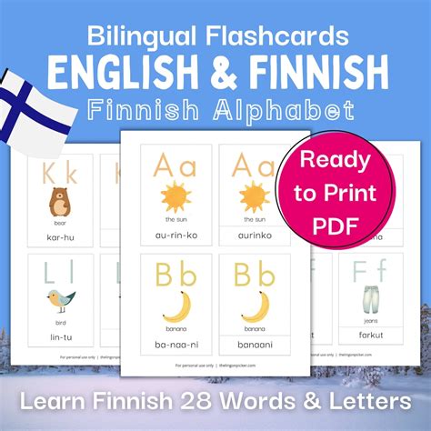Finnish Alphabet Flashcards Bilingual Flashcards In English And