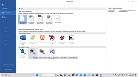 Creating Your First Project File In Help Manual 9 Youtube