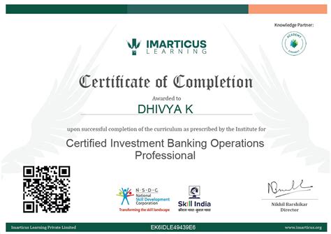 Dhivya K On Linkedin I Am Happy To Share That I Have Completed Cibop Course At Imarticus