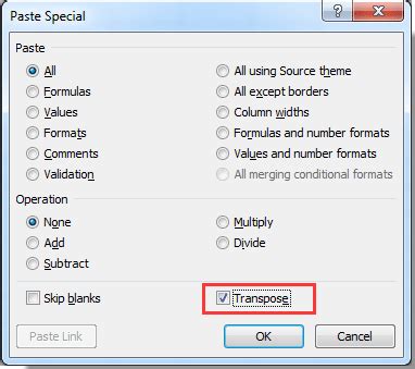 如何在Excel中粘贴数据时转置列和行