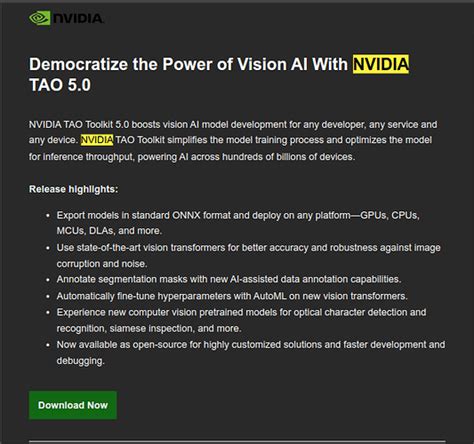 Tao 50 Documentation And Getting Started Tao Toolkit Nvidia