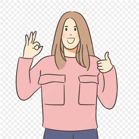 확인 표시와 제스처를 엄지손 일러스트 일러스트가락을 보여주는 젊은 여자 손 여자 네 표지 엄지 척 Png 일러스트 및 Psd 이미지 무료 다운로드 Pngtree