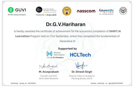 Drhariharan G V On Linkedin Lifelong Learning Guvi Support Sri Sai