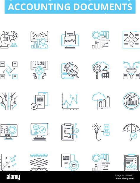 Accounting Documents Vector Line Icons Set Accounts Vouchers Ledgers