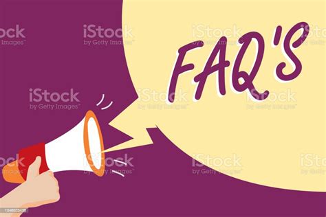 개념적 손 글 보여주는 Faq S가입니다 특정 주제에 관련 된 질문과의 목록을 보여주는 비즈니스 사진 개발에 대한 스톡 벡터