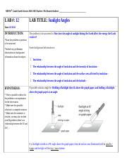 Understanding Sunlight Angles In Earth Science Lab Course Hero