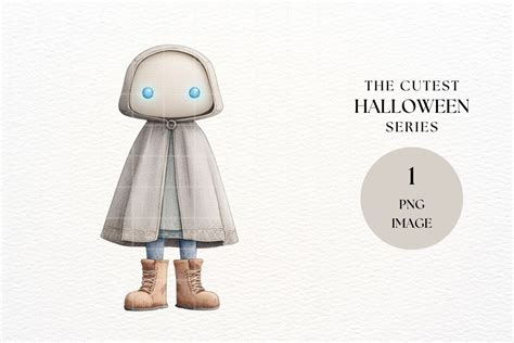 Chibi Spirit In White Hooded Cloak Graphic By Ikota Design · Creative