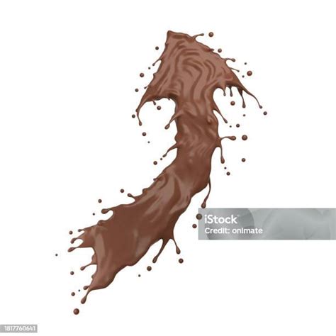 흰색 배경에 고립된 화살표 모양으로 튀는 초콜릿 클리핑 경로 3d 렌더링 우유에 대한 스톡 사진 및 기타 이미지 우유 화살표 갈색 Istock