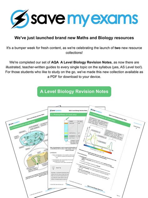 Save My Exams New Biology Revision Notes And Maths Topic Questions