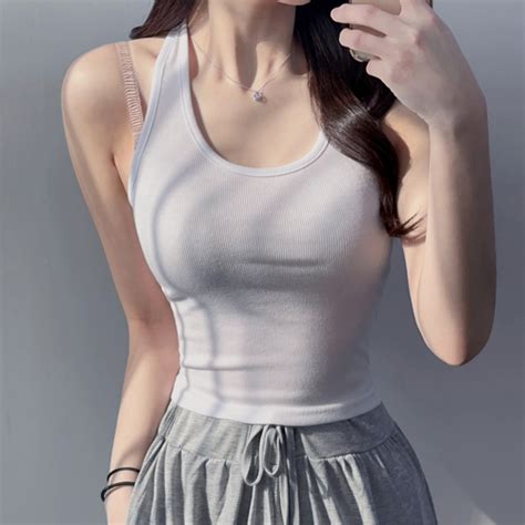 바이투엘 [당일배송]워터밤 흠뻑쇼 파랑나시 만능코디템 슬림핏 무지 이너 홀터넥 민소매 골지 크롭 레이어드 홀터나시 슬리브리스