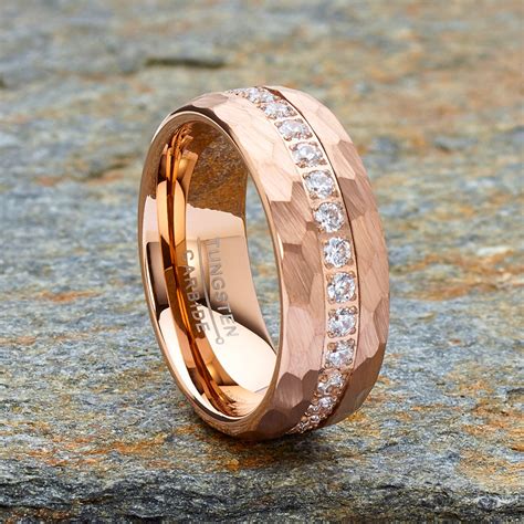 Hammered Rose Gold Mens Wedding Band 60 Photos