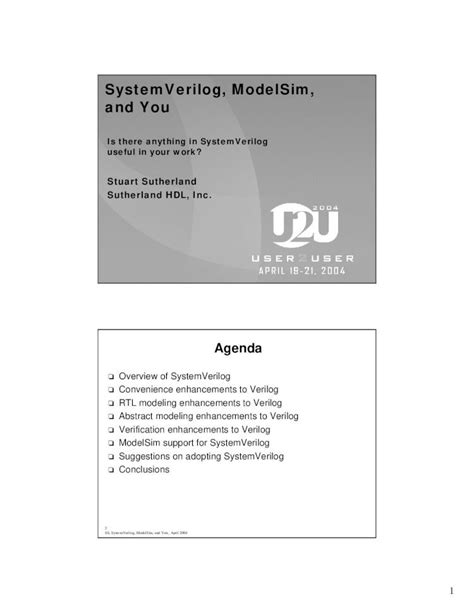 Pdf 2004 Mentor U2u Presentation Systemverilog And Modelsim Dokumen Tips