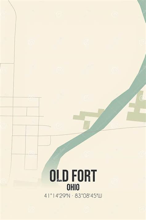Retro Us Map Of Old Fort Ohio Vintage Street Map Stock Illustration