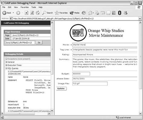 Using The Coldfusion Debugging Options Macromedia Coldfusion Mx 7 Web
