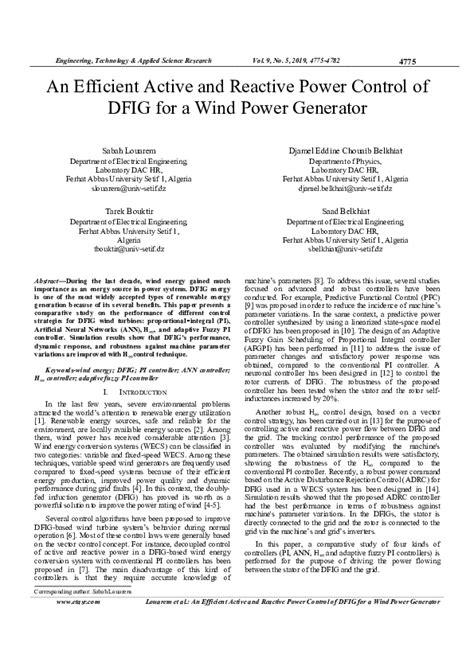 Pdf An Efficient Active And Reactive Power Control Of Dfig For A Wind