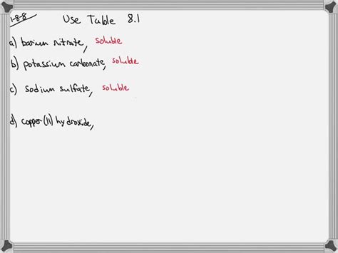 SOLVED On The Basis Of The General Solubility Rules Given In Table Predict Which Of The