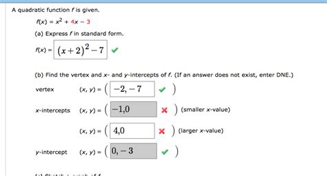 Solved A Quadratic Function F Is Given F X X2 4x 3 A