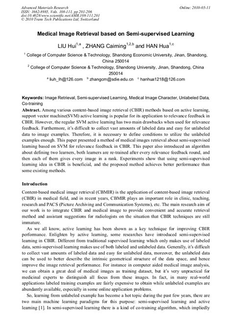 Medical Image Retrieval Based On Semi Supervised Learning Scientificnet