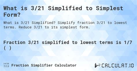 What Is 3 21 Simplified To Simplest Form Calculatio