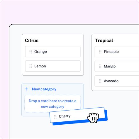 Card Sorting Maze Features