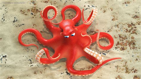 Octopus Cartoon Character Rigged Model Turbosquid 1971828