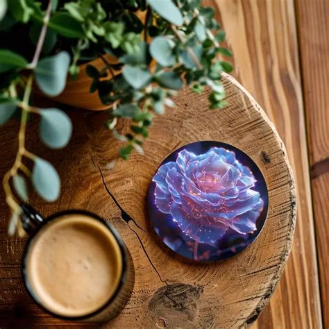 3개세트 꽃 미적 디자인이 있는 둥근 나무 컵 받침 고온 방지 미끄럼 방지 커피 및 차용 장식 탁상 보호 Temu