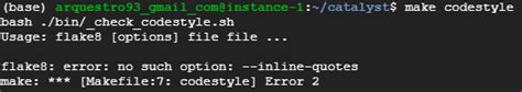 Flake8 Error While Executing Make Codestyle Command · Issue 436