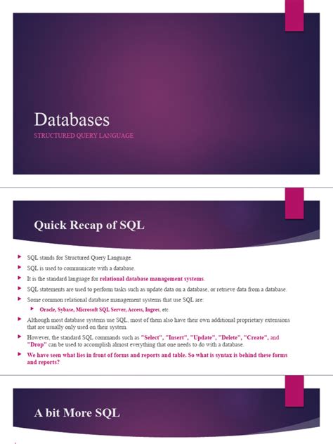 Structured Query Language Lecture 10 Pdf Sql Relational Database