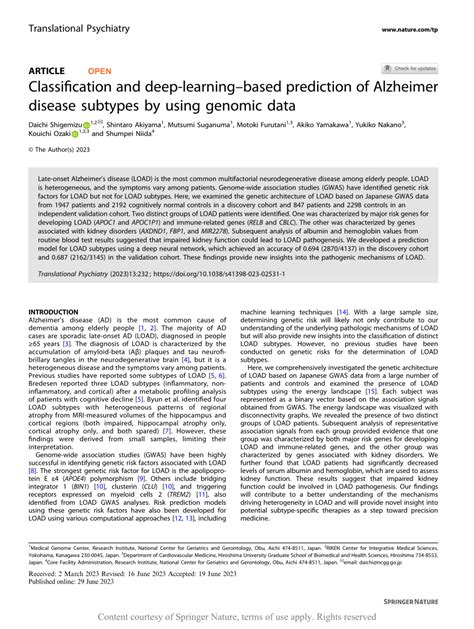 Pdf Classification And Deep Learning Based Prediction Of Alzheimer Disease Subtypes By Using