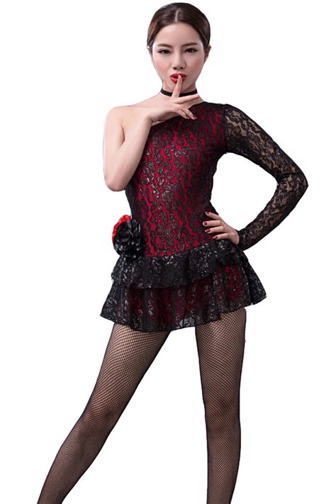 Adult Girls Red Lace Spanish Sexy Tutu Ballerina Dress Professional Dance Tutu Stage Performance
