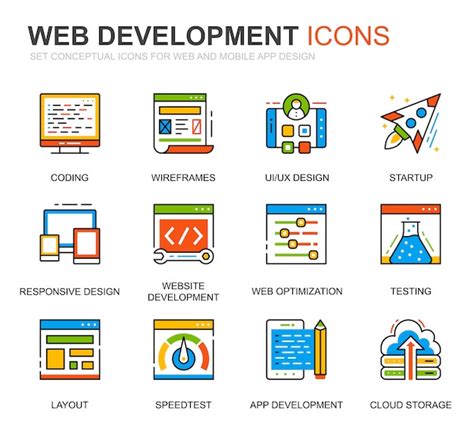 Premium Vector Simple Set Web Disign And Development Line Icons For Website And Mobile Apps