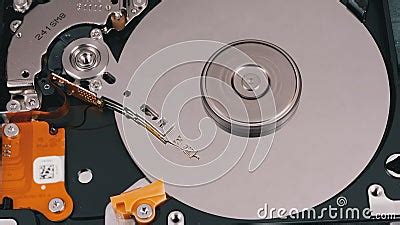 Hard Disk Drive Inside Structure Of HDD Spinning Platter Move Magnetic Head Stock Footage