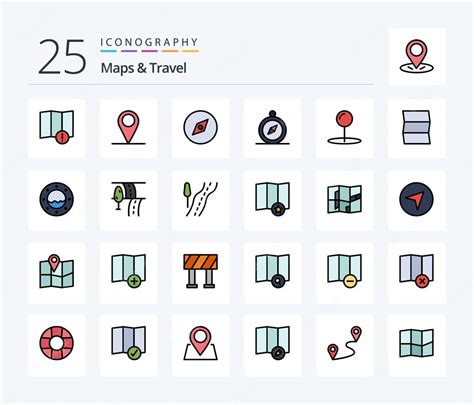 Premium Vector Maps Travel 25 Line Filled Icon Pack Including Travel