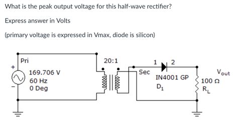 Solved What Is The Peak Output Voltage For This Half Wave