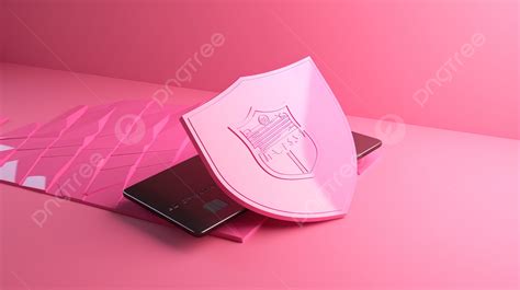 분홍색 배경에 신용 카드가 있는 방패 보호 아이콘의 3d 렌더링 사진 및 무료 다운로드를위한 그림 Pngtree