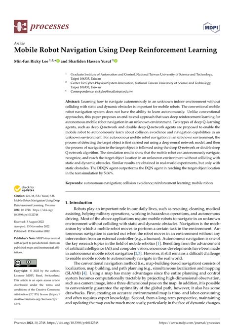Pdf Mobile Robot Navigation Using Deep Reinforcement Learning