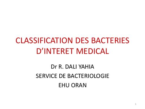 Pdf Classification Des Bacteries D Interet Medical
