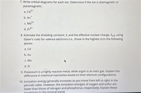 Solved Write Orbital Diagrams For Each Ion Determine If Chegg