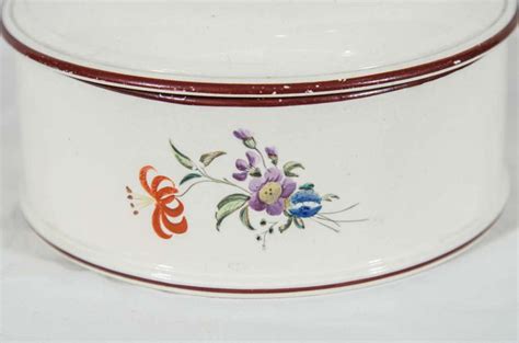 Antique 18th Century Creamware Covered Box Bardith Ltd