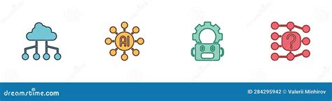 Set Network Cloud Connection Neural Network Robot Setting And Icon