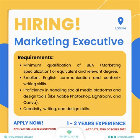 Fcit Emerald Labs Is Hiring For Marketing Executive Position