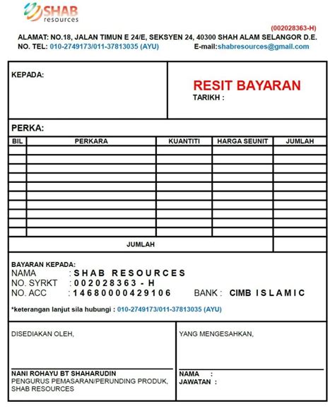 Contoh Resit Bayaran Dan Cara Buat Manual Dan Online