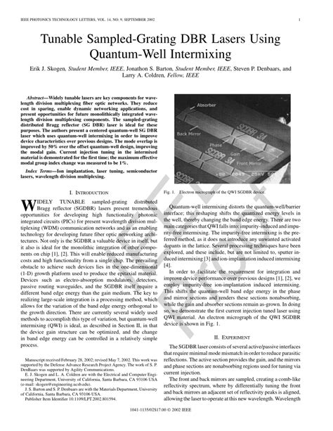Pdf Tunable Sampled Grating Dbr Lasers Using Quantum Well Intermixing