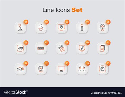 Set Line Power Button Game Controller Or Joystick Vector Image