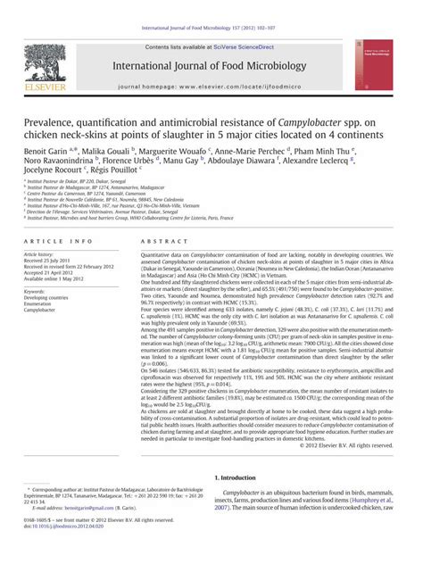 Pdf Prevalence Quantification And Antimicrobial Resistance Of