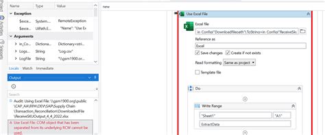use excel file com object that has been separated from its underlying